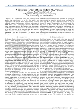 A Literature Review of Some Modern RSA Variants | PDF