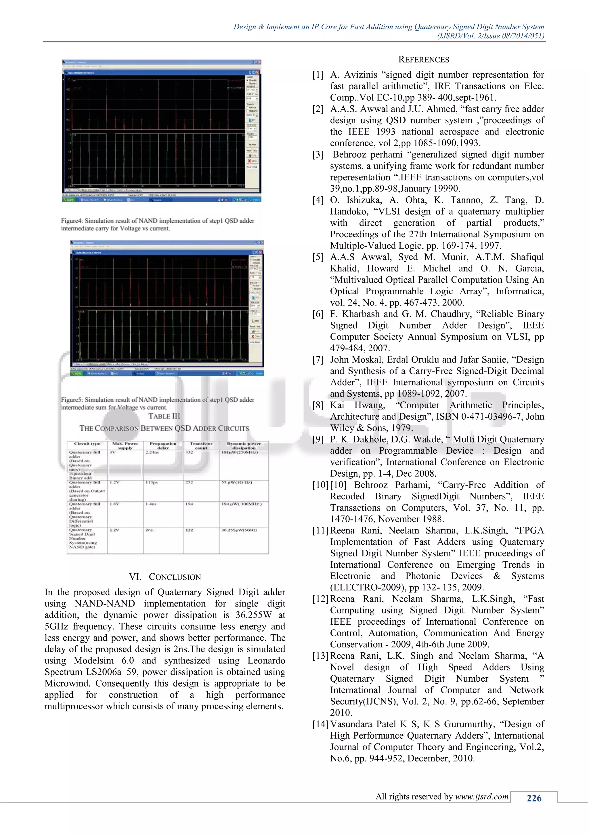 Design And Implement An Ip Core For Fast Addition Using Quaternary Signed Digit Number System Pdf