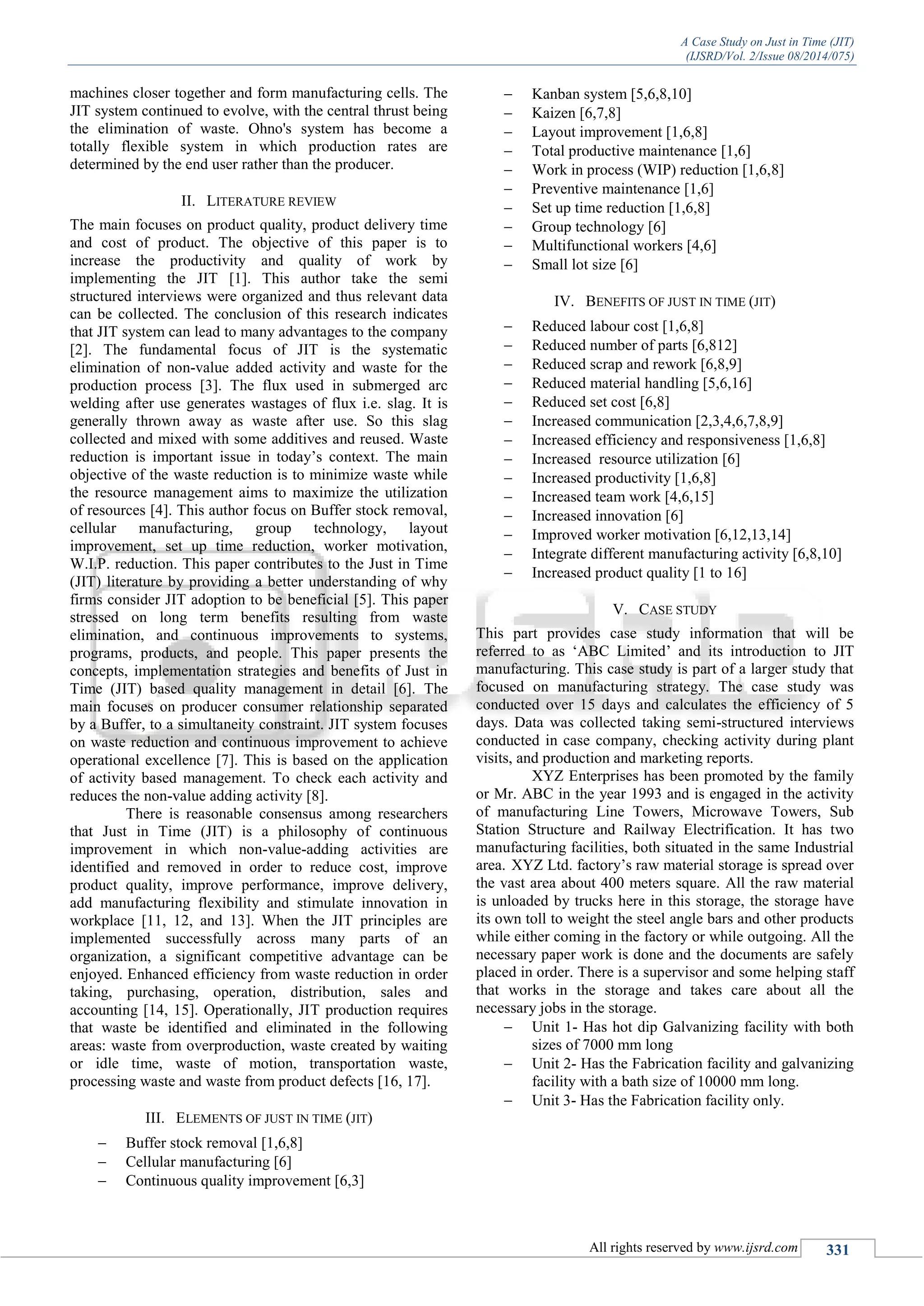 A Case Study on Just in Time (JIT) | PDF