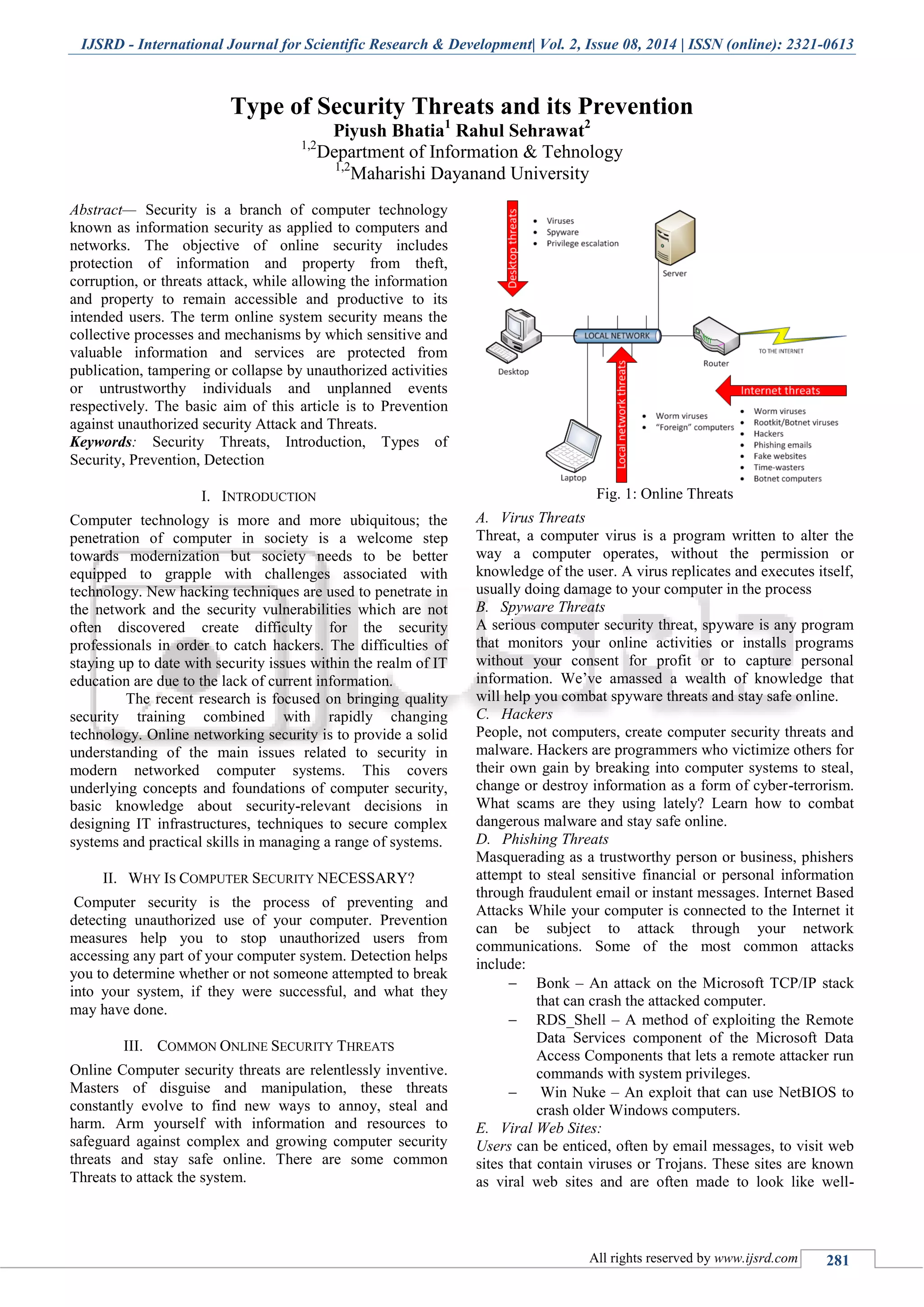 Type of Security Threats and its Prevention | PDF