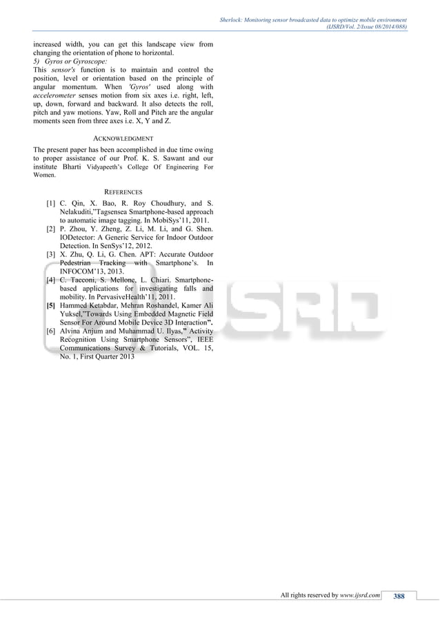 Sherlock: Monitoring sensor broadcasted data to optimize mobile environment | PDF