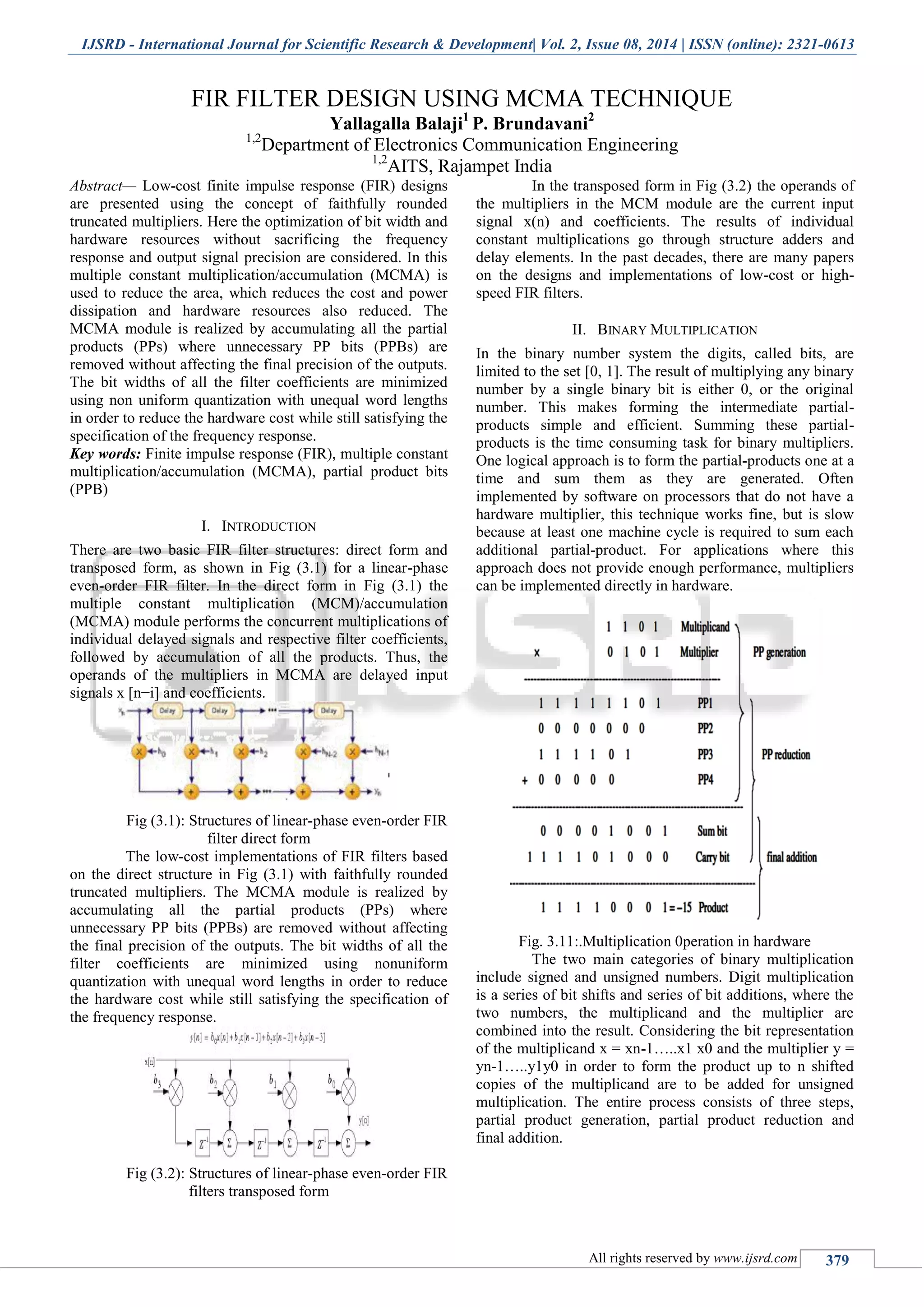 FIR FILTER DESIGN USING MCMA TECHNIQUE | PDF