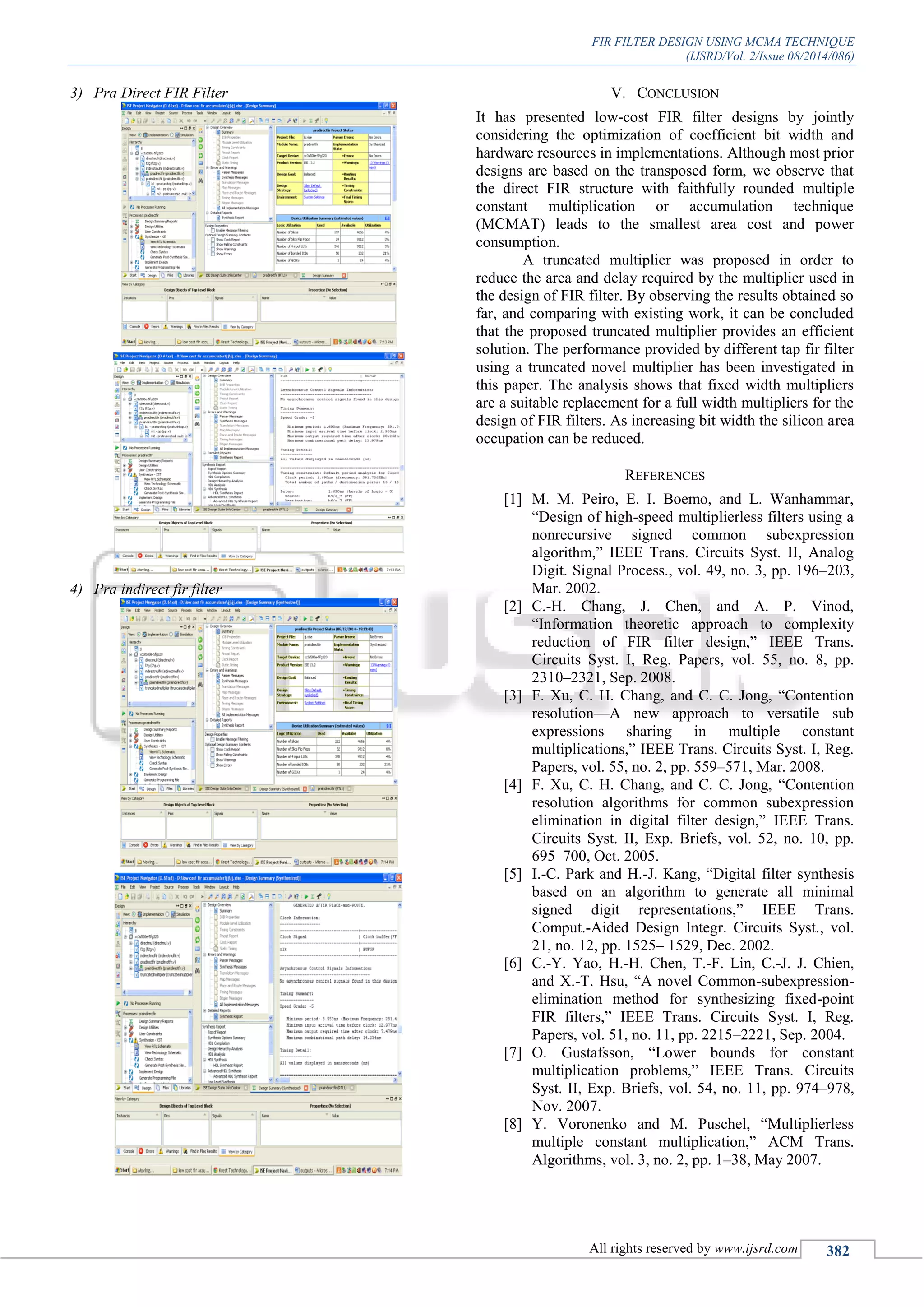 FIR FILTER DESIGN USING MCMA TECHNIQUE | PDF