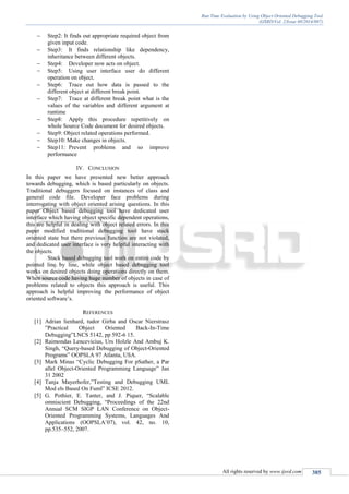 Run Time Evaluation by using Object Oriented Debugging Tool | PDF