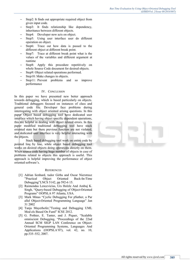 Run Time Evaluation By Using Object Oriented Debugging Tool Pdf