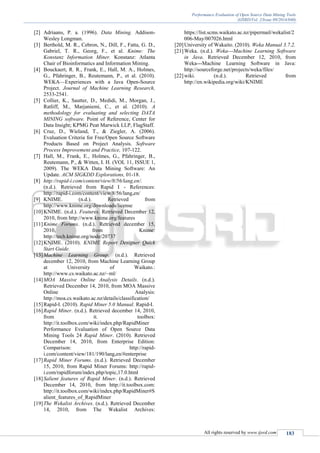 Performance Evaluation of Open Source Data Mining Tools | PDF