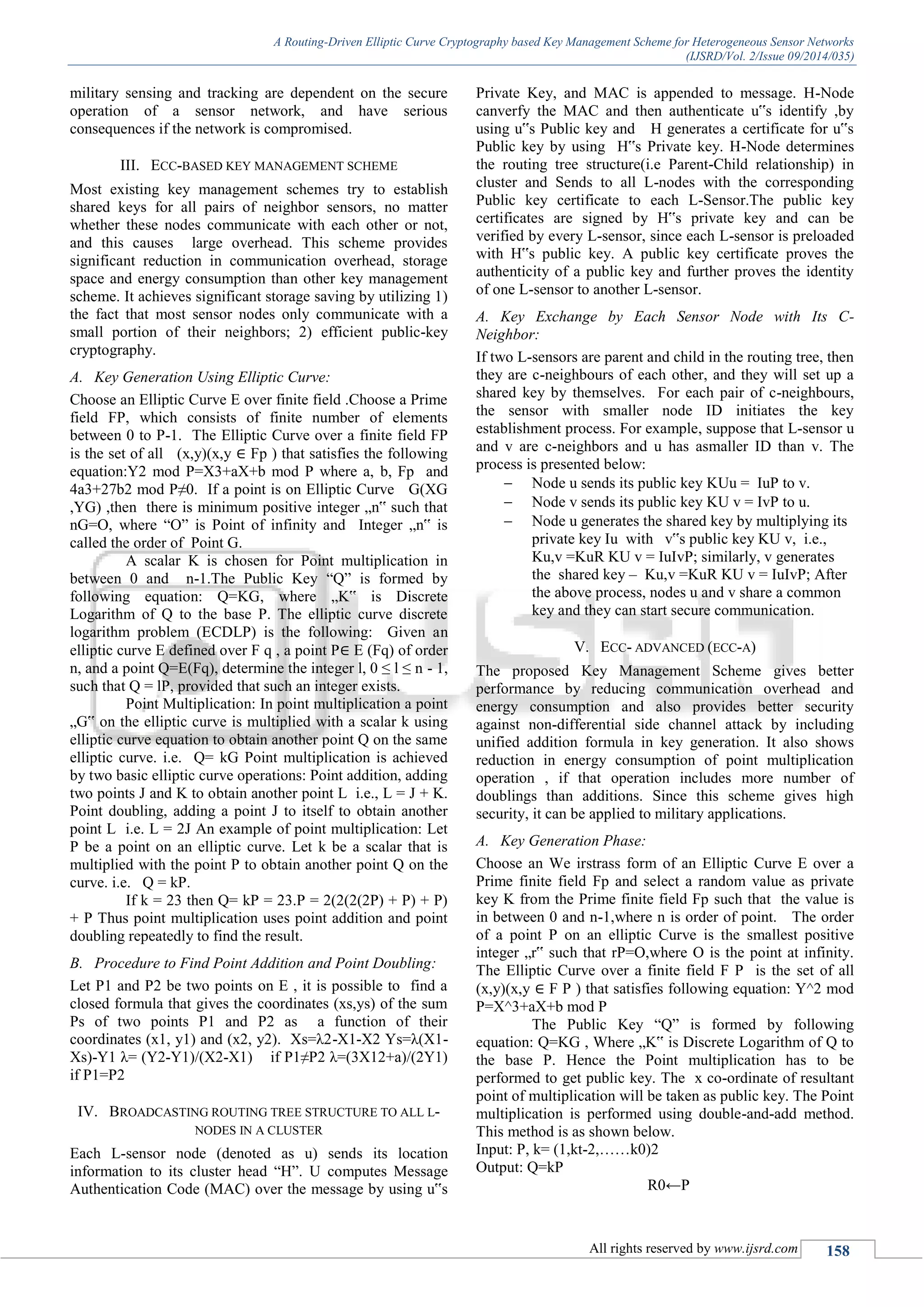 A Routing-Driven Elliptic Curve Cryptography Based Key Management Scheme for Heterogeneous ...