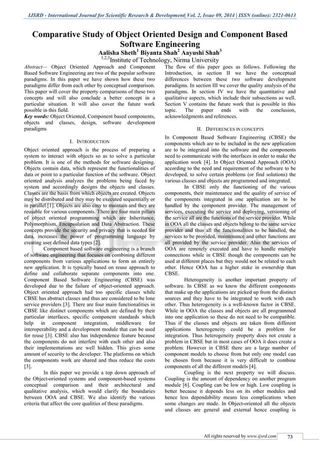 Comparative Study of Object Oriented Design and Component Based ...