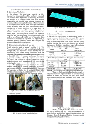 Static Analysis of Single Lap Joint of Composite Materials | PDF