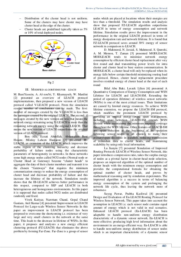 Review Of Various Enhancements Of Modified Leach For Wireless Sensor