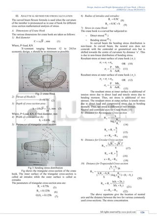 Design, Analysis and weight optimization of Crane Hook: A Review | PDF
