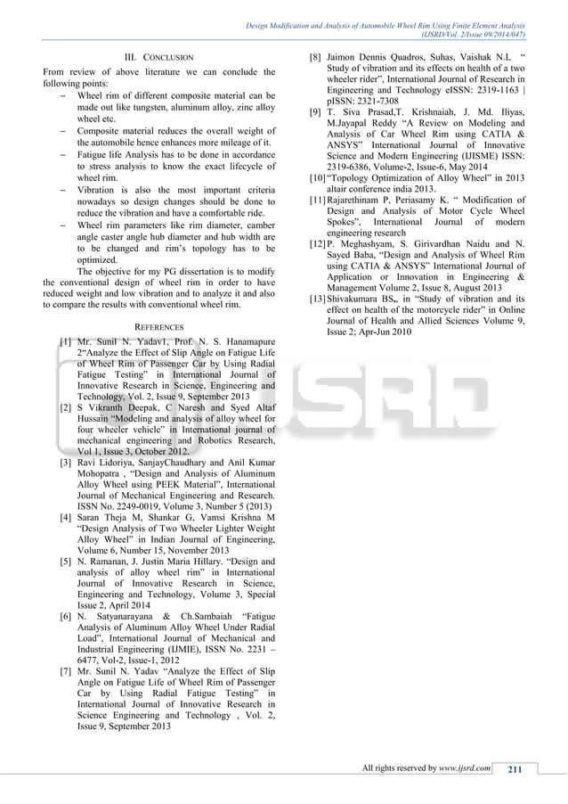 Design Modification And Analysis Of Automobile Wheel Rim Using Finite Element Analysis Pdf