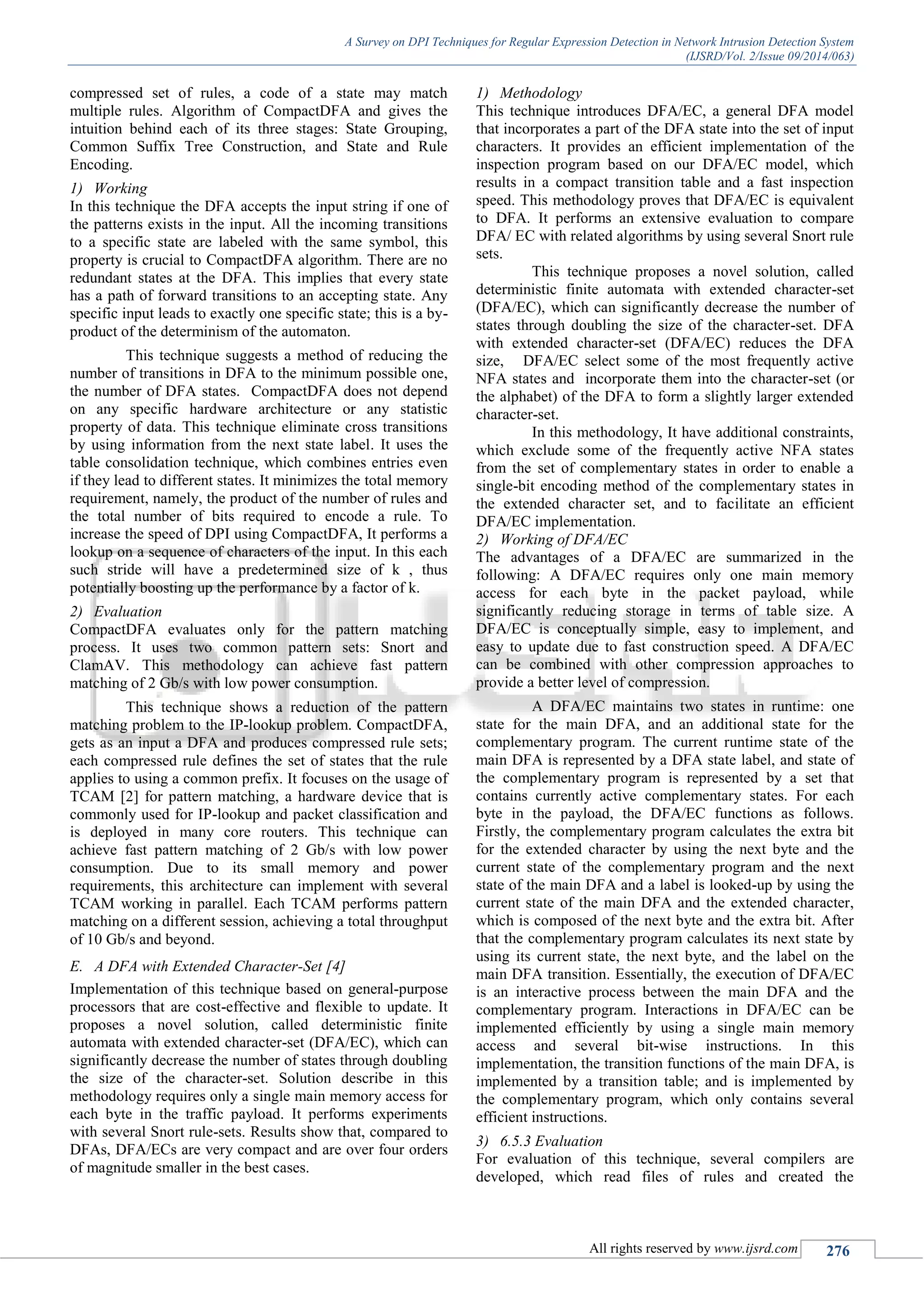 A Survey on DPI Techniques for Regular Expression Detection in Network Intrusion Detection ...