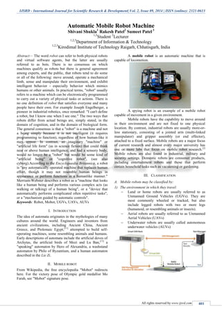 AUTOMATIC MOBILE ROBOT MACHINE | PDF | Robotics | Technology & Computing