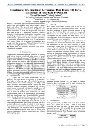 EXPERIMENTAL INVESTIGATION OF FERROCEMENT DEEP BEAMS WITH PARTIAL REPLACEMENT OF RIVER SAND BY ...