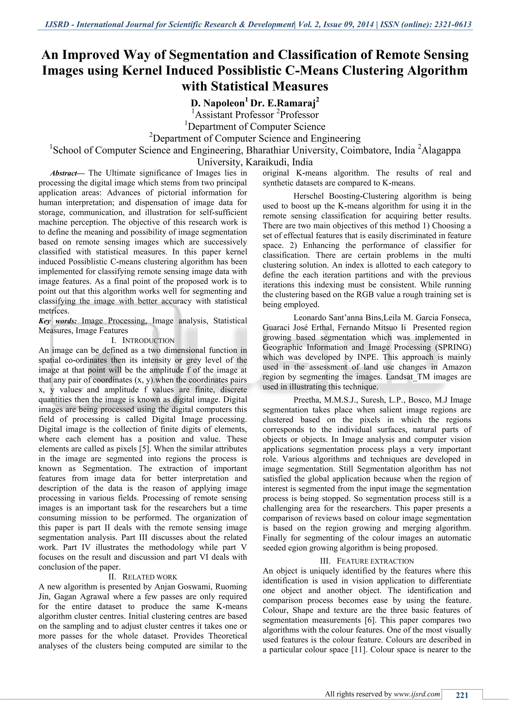 An Improved Way Of Segmentation And Classification Of Remote Sensing