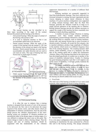 Analysis of hydrodynamic fixed pad bearing to reduce vibration by ...