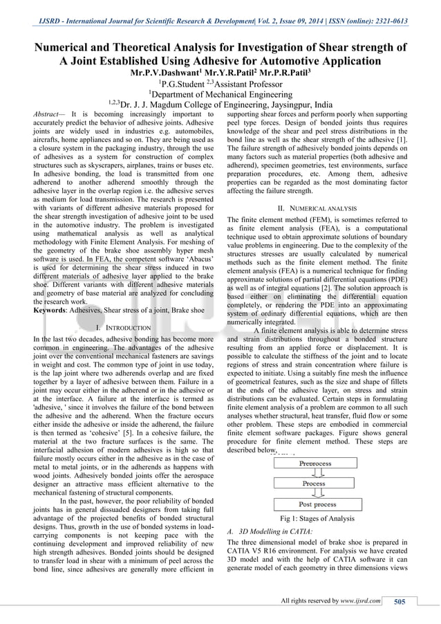 Numerical and Theoretical Analysis for Investigation of Shear strength of A Joint Established ...