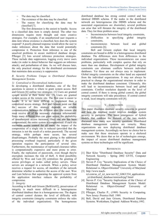 An Overview of Security in Distributed Database Management System | PDF | Databases | Computer ...