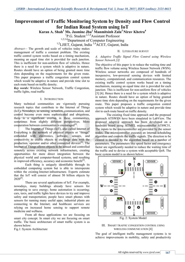 Improvement of Traffic Monitoring System by Density and Flow Control For Indian Road System ...