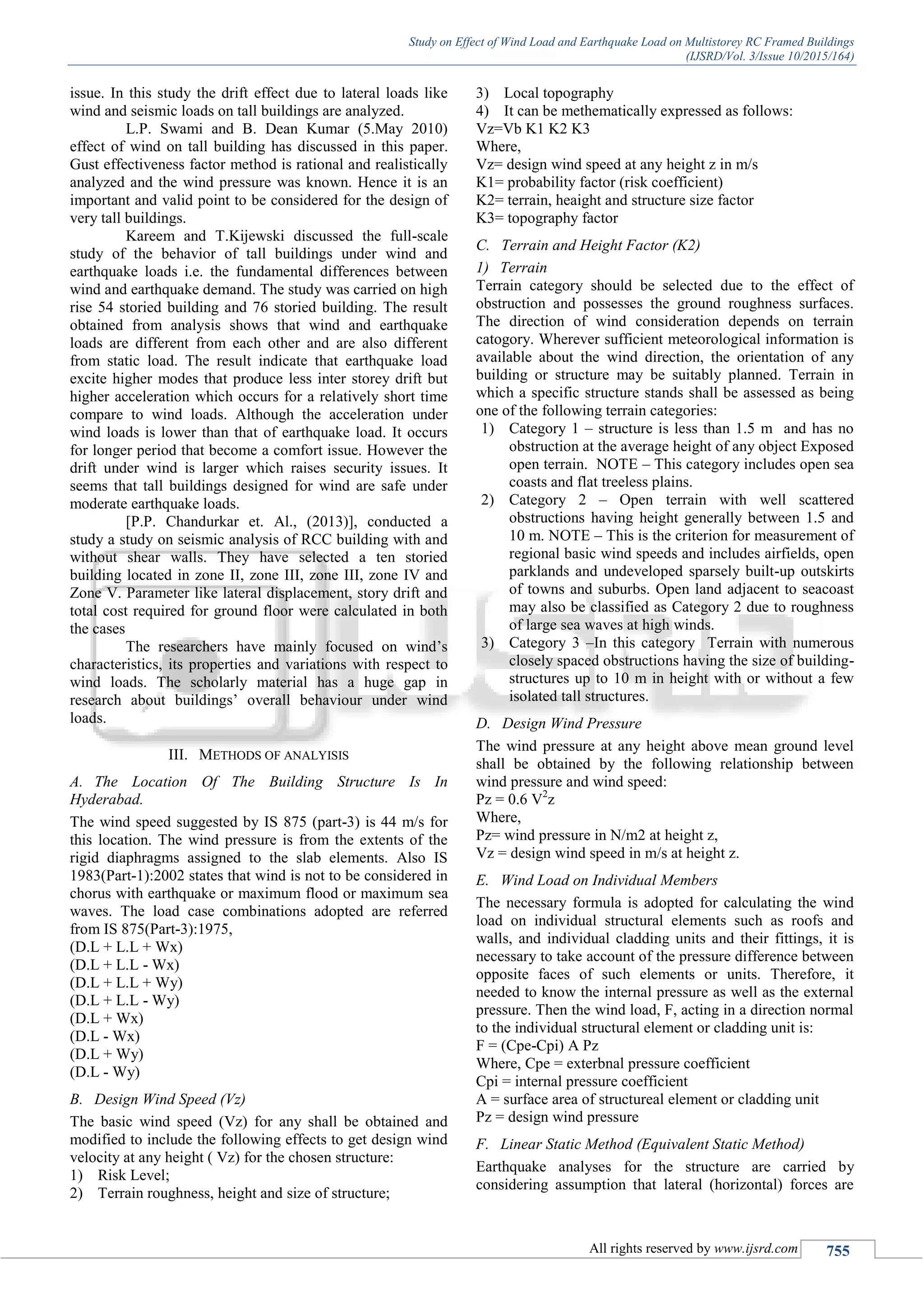 Study on Effect of Wind Load and Earthquake Load on Multi-storey RC ...