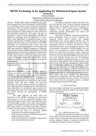 MEMS Technology & its application for Miniaturized Space System | PDF