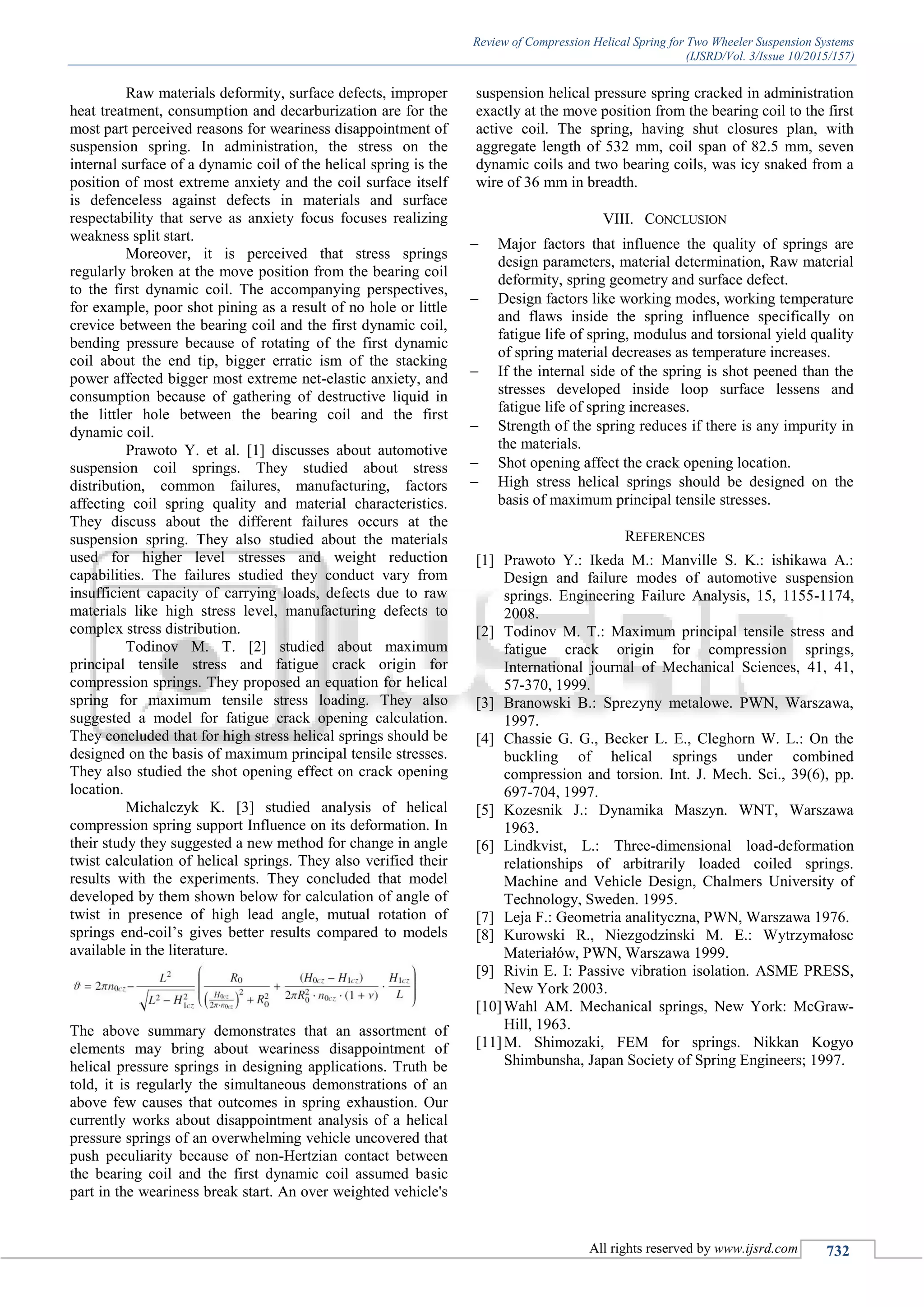 Review of Compression Helical Spring for Two Wheeler Suspension Systems ...