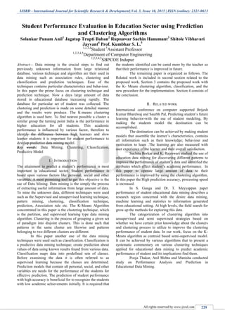 Student Performance Evaluation in Education Sector Using Prediction and Clustering Algorithms | PDF