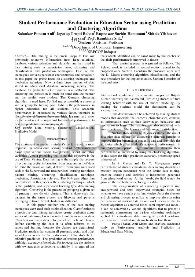 Student Performance Evaluation in Education Sector Using Prediction a…