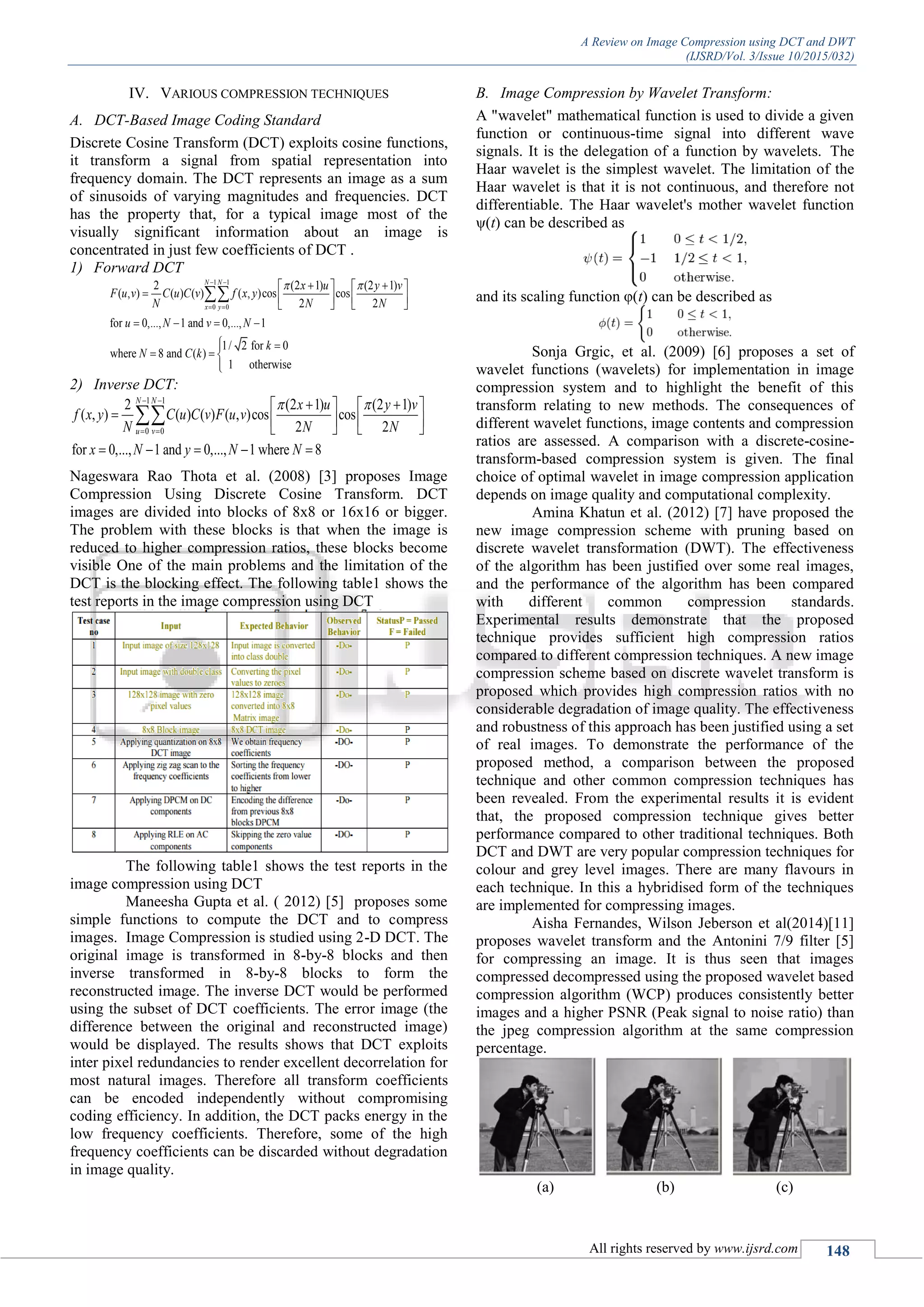 A Review on Image Compression using DCT and DWT | PDF | Web Development | Internet