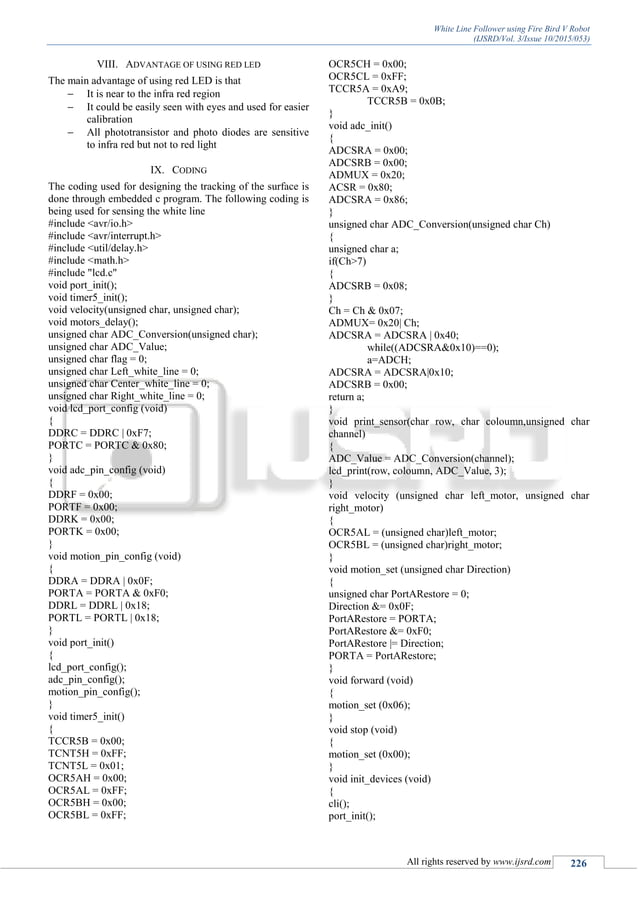 White Line Follower Using Fire Bird V Robot | PDF