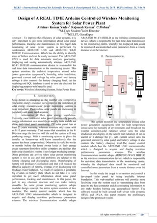 Design of A REAL TIME Arduino Controlled Wireless Monitoring System for ...