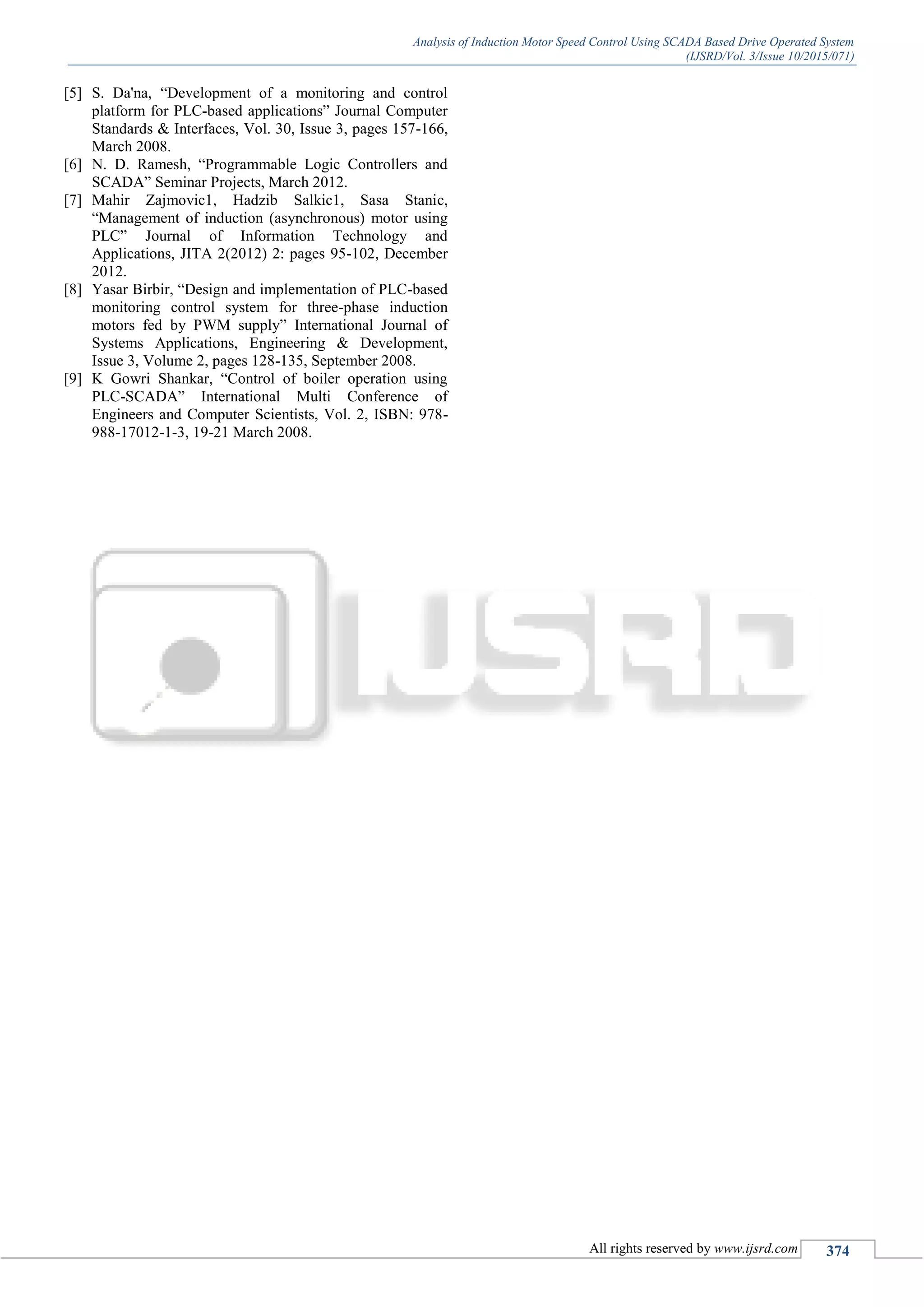 Analysis of Induction Motor Speed Control Using SCADA Based Drive Operated System | PDF