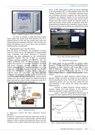 Analysis of Induction Motor Speed Control Using SCADA Based Drive Operated System | PDF