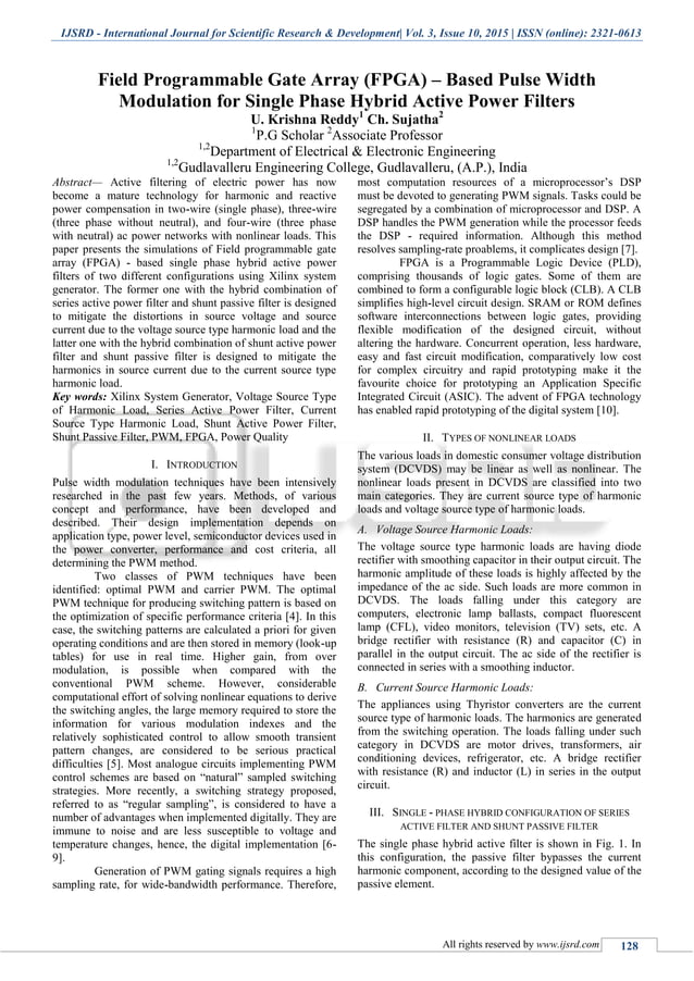 Field Programmable Gate Array (FPGA) - Based Pulse Width Modulation for Single Phase Hybrid ...