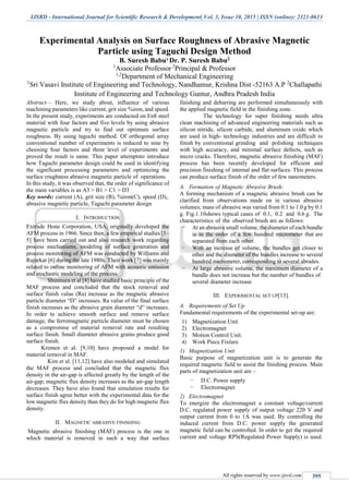 Experimental Analysis on Surface Roughness of Abrasive Magnetic Particle Using Taguchi Design ...