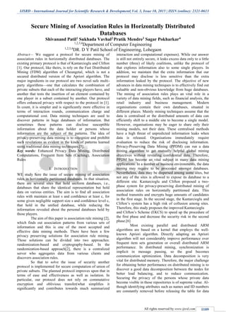 Secure Mining of Association Rules in Horizontally Distributed Databases | PDF