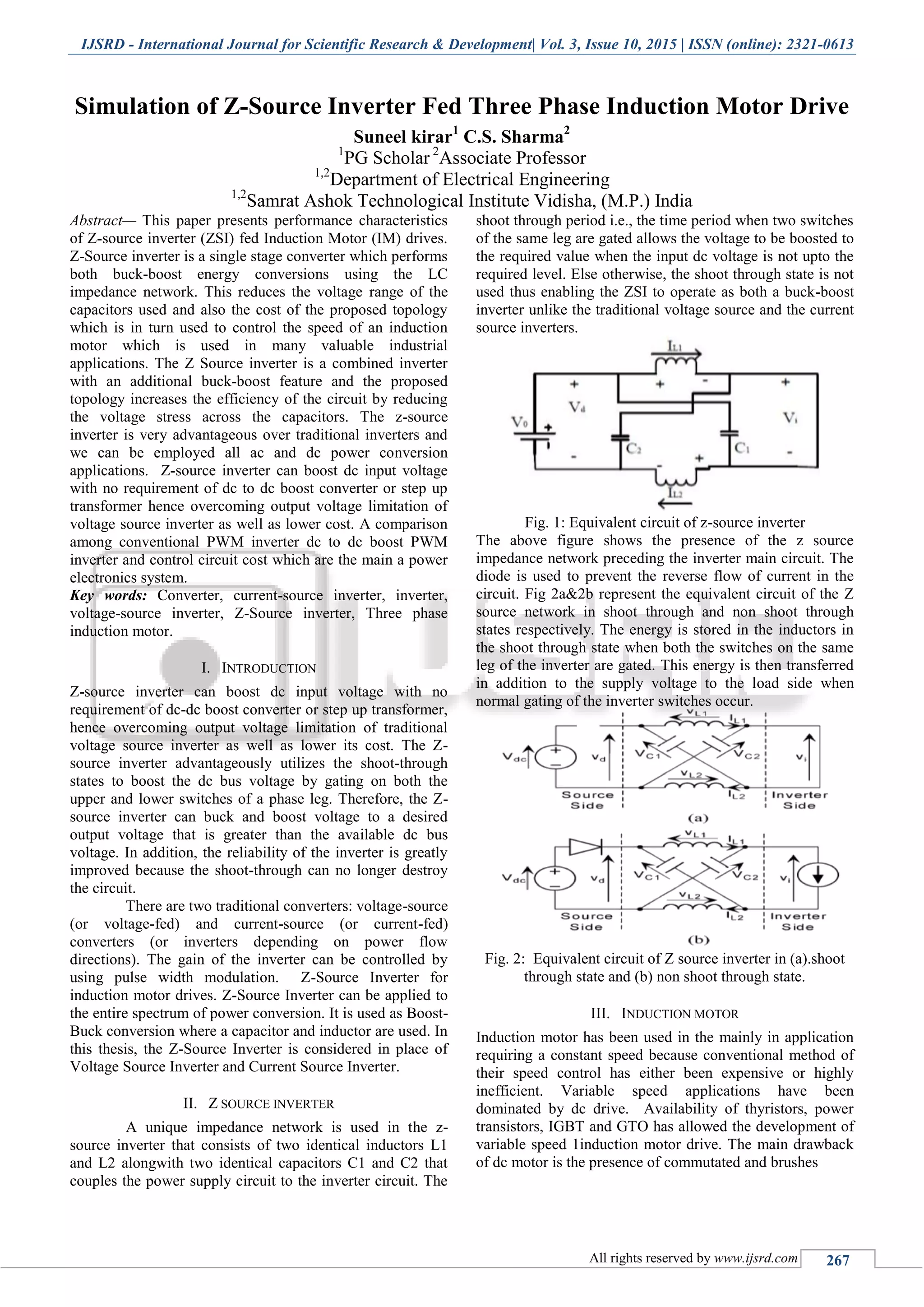 Simulation of Z-Source Inverter Fed Three Phase Induction Motor Drive | PDF