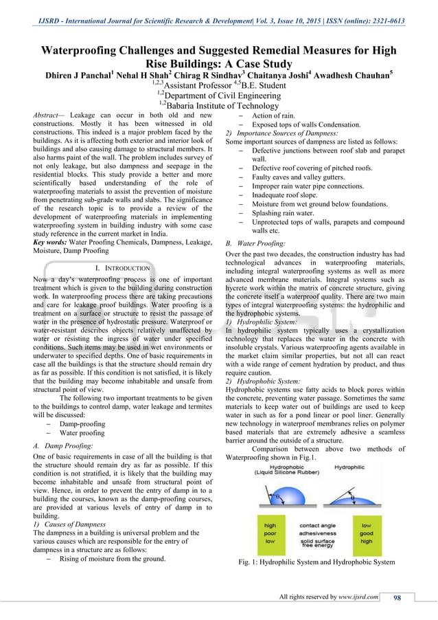 Waterproofing Challenges and Suggested Remedial measures for High Rise ...