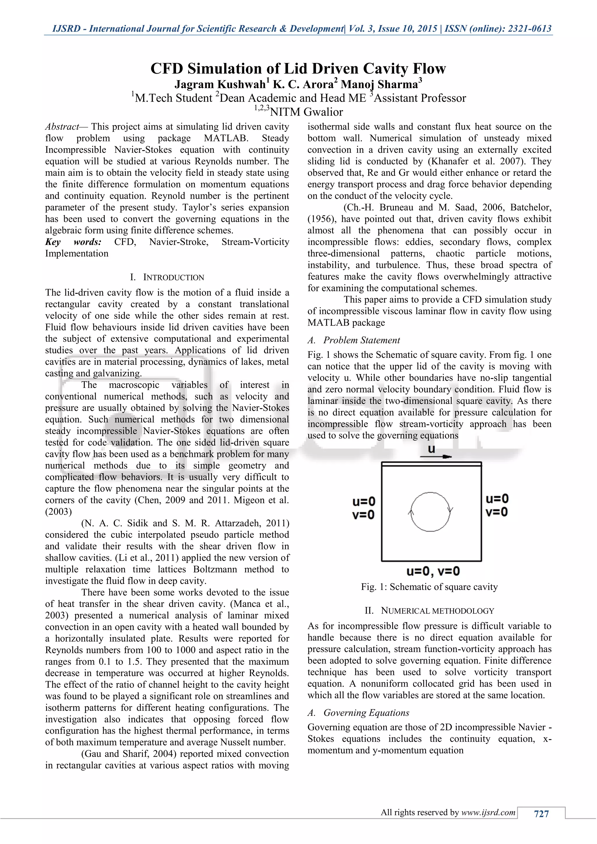 CFD simulation of Lid driven cavity flow | PDF | Physics | Science