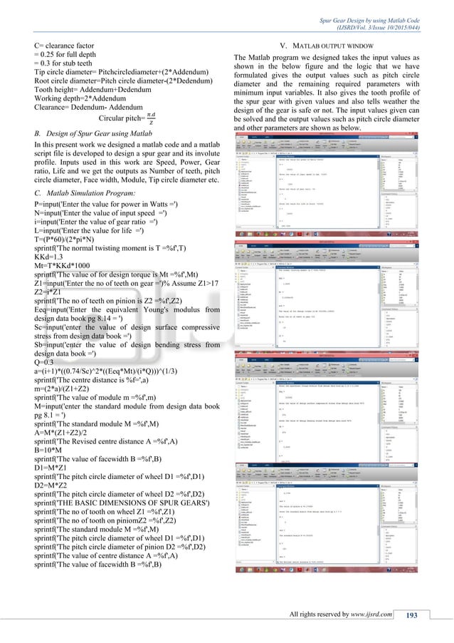 Spur Gear Design by Using MATLAB Code | PDF | Physics | Science