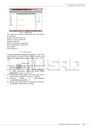 Spur Gear Design by Using MATLAB Code | PDF