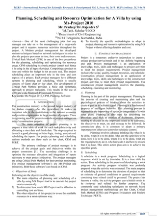 Planning, Scheduling and Resource Optimization for A Villa by Using Ms ...