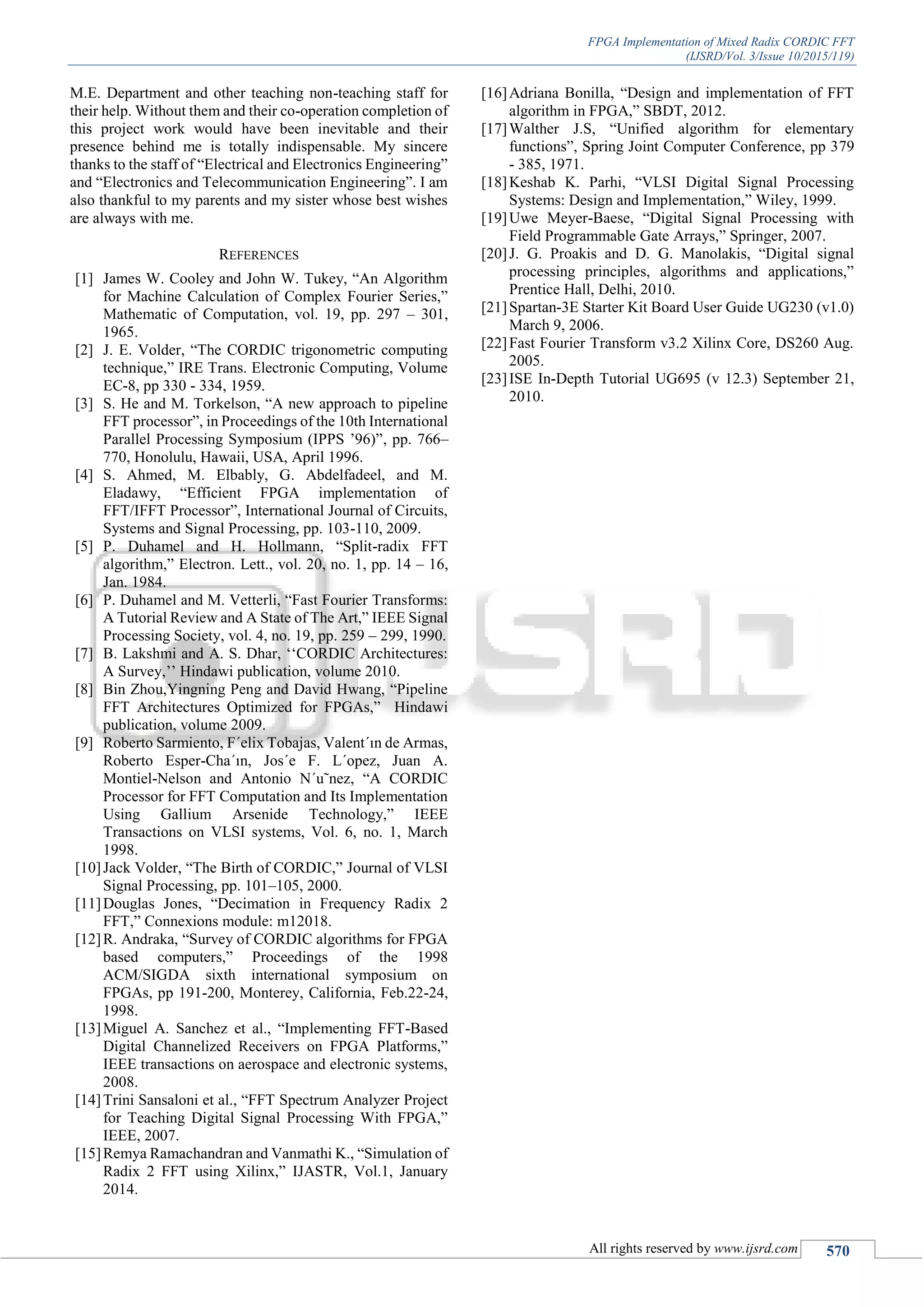 Fpga Implementation Of Mixed Radix Cordic Fft Pdf