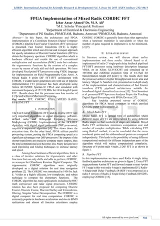 FPGA Implementation of Mixed Radix CORDIC FFT | PDF