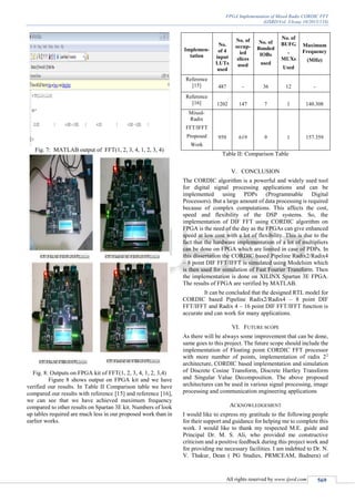 FPGA Implementation of Mixed Radix CORDIC FFT | PDF