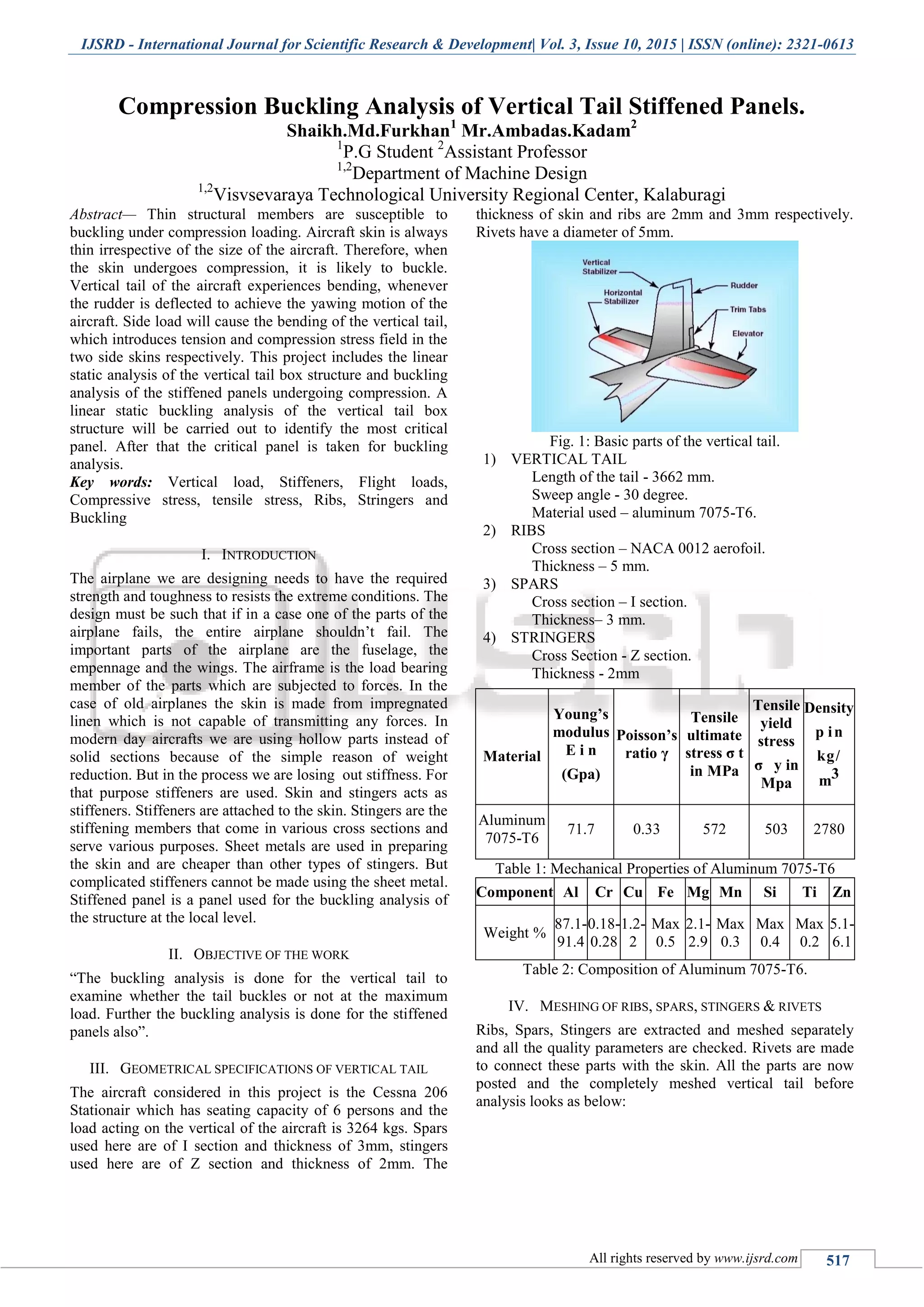 Compression Buckling Analysis of Vertical Tail Stiffened Panels | PDF