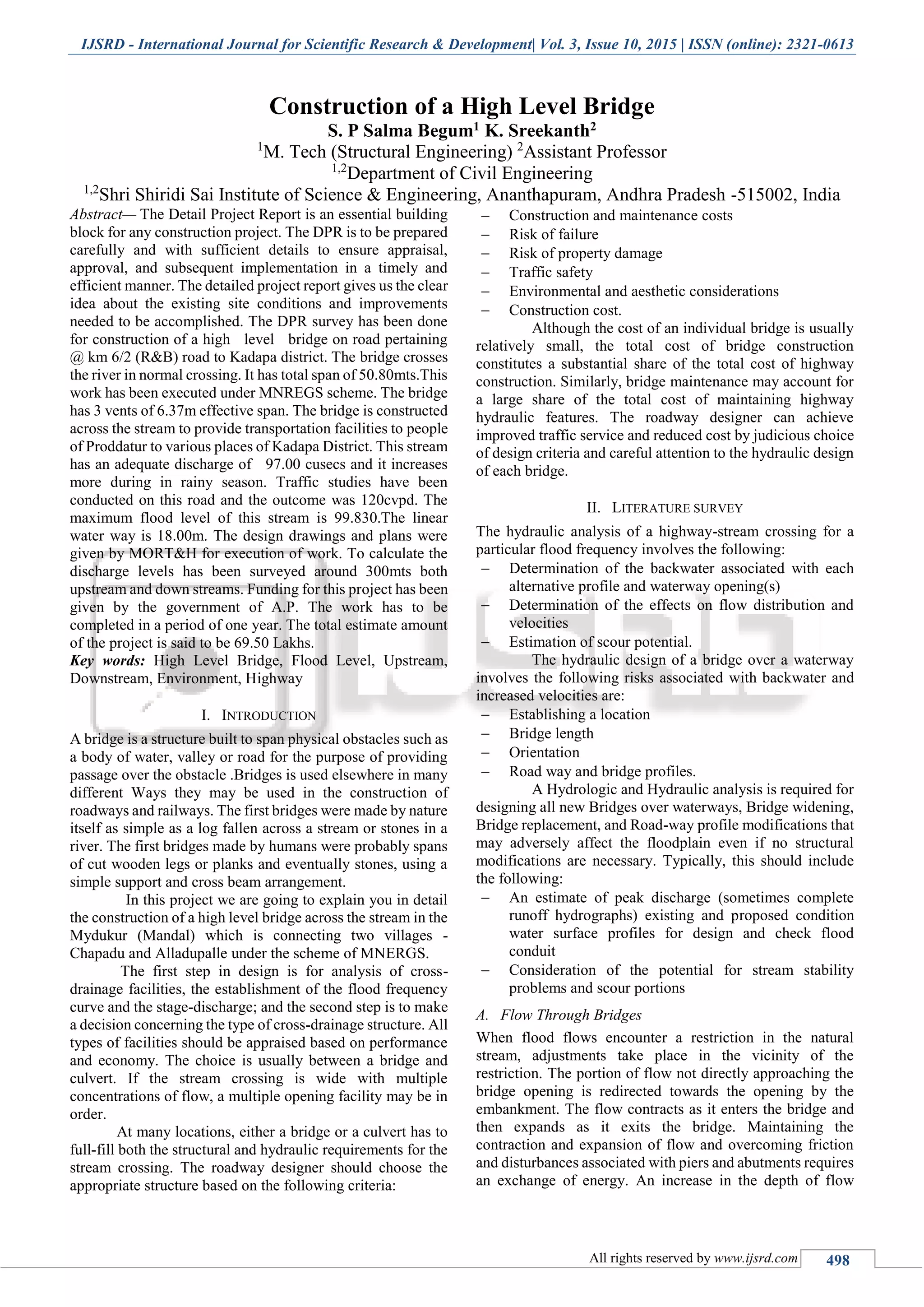 Construction of a High Level Bridge | PDF