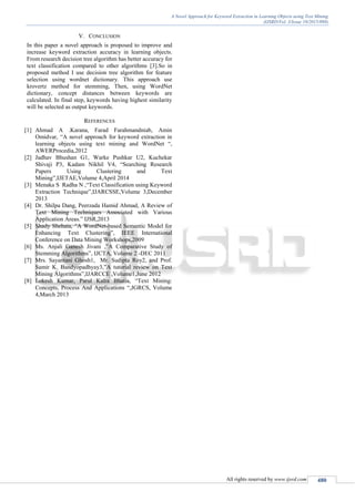 A Novel Approach for Keyword extraction in learning objects using text mining | PDF