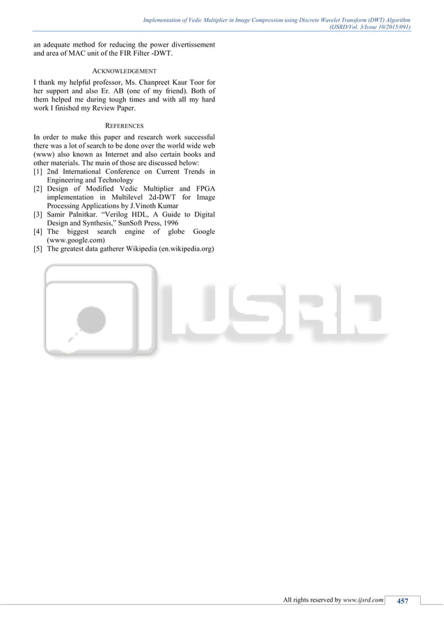 Implementation of Vedic Multiplier in Image Compression Using Discrete Wavelet Transform (DWT ...